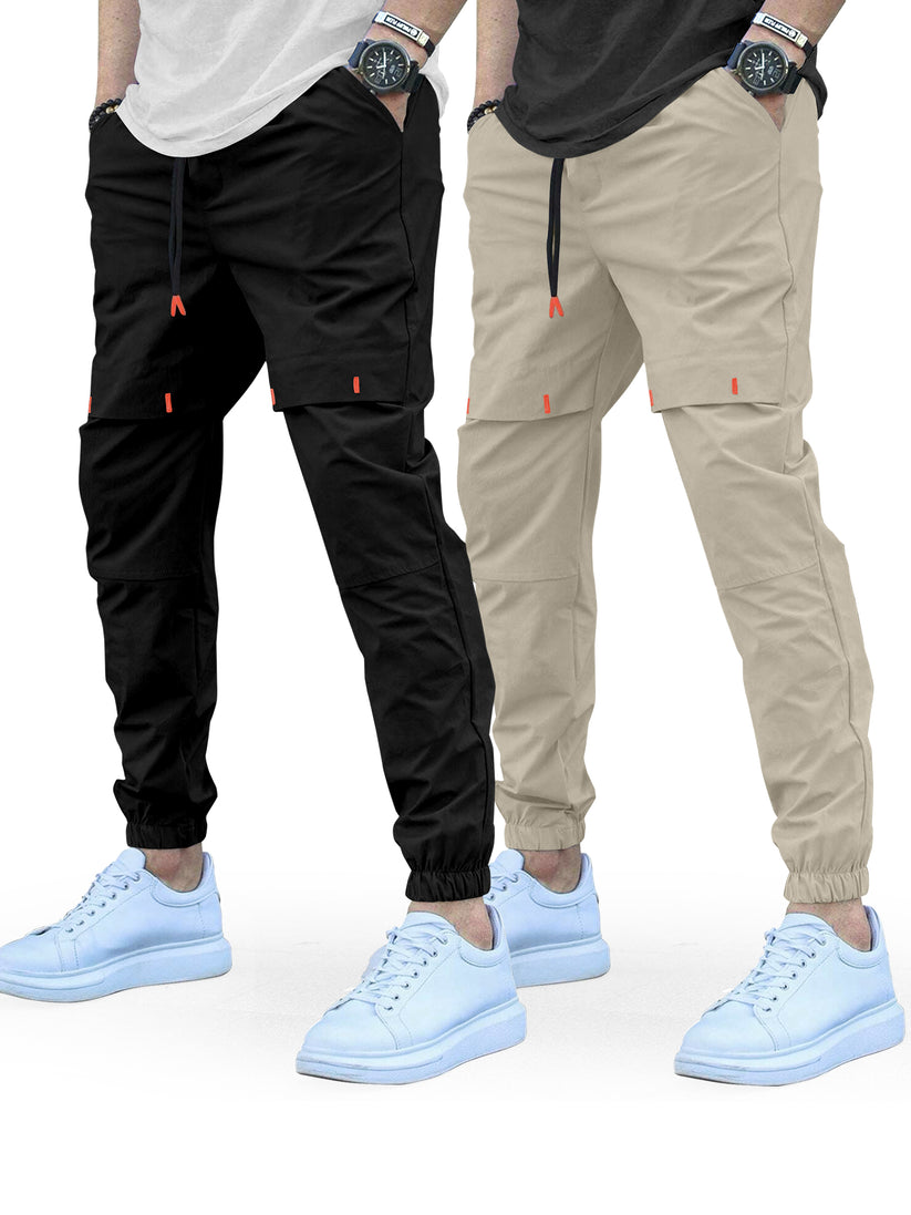 Cargo Cotton Pants in Black and Cream.Cargos for Men.Track Pant for Bo